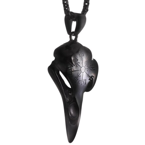 Other | Viking Raven Skull Necklace Stainless Steel Norse Talisman ...